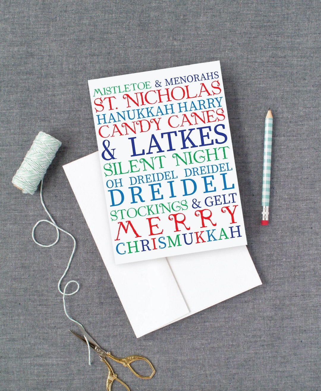 Merry Chrismukkah Card | Christmas and Hanukkah Card | Jewish Holiday ...