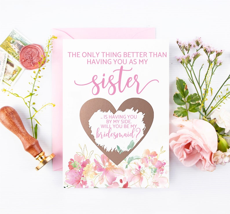 Bridesmaid Asking Proposal for Sister Scratch off Card Only - Etsy