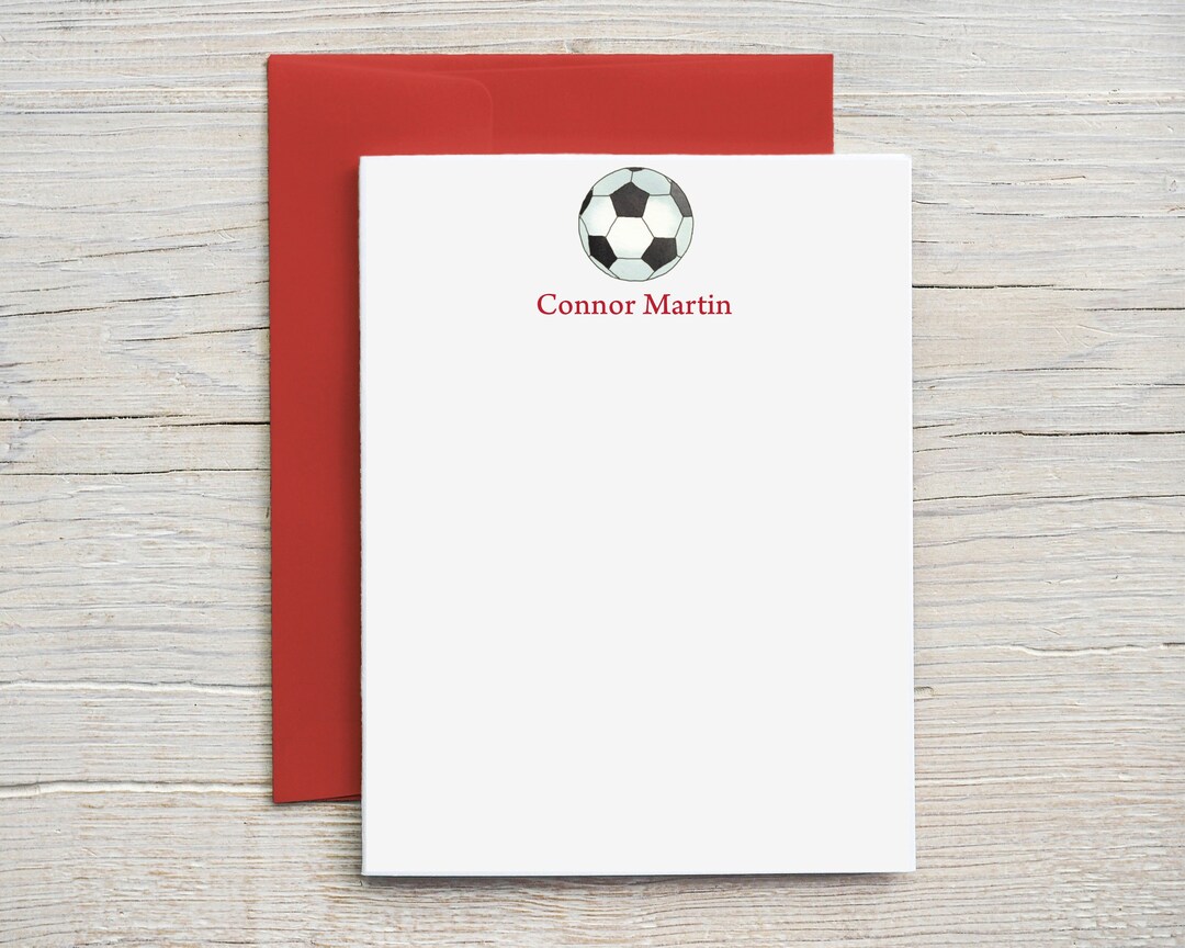 Personalized Soccer Ball Note Cards | Soccer Stationery | Soccer Team ...