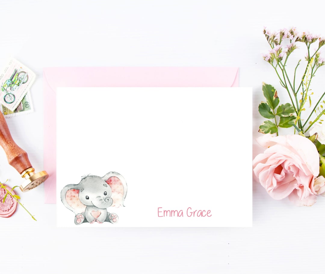 Personalized Elephant Note Cards | Baby Shower Thank You Card Set ...