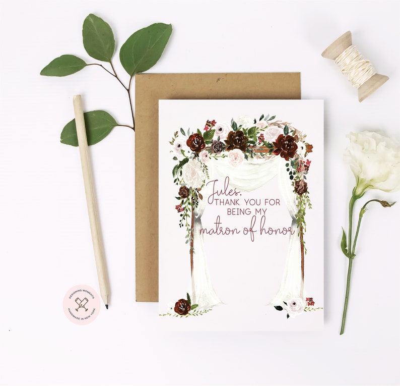 Matron of Honor Thank You Card Thank You for Being My Matron | Etsy