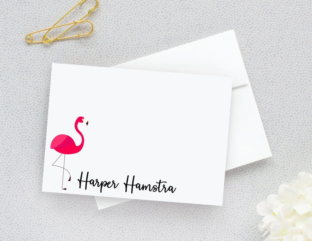Personalized Stationery for Her, Flamingo Note Cards for Women, Girls ...