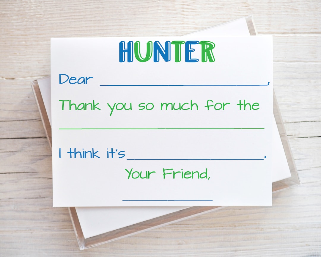 Boys Fill in the Blank Birthday Thank You Cards | Personalized ...