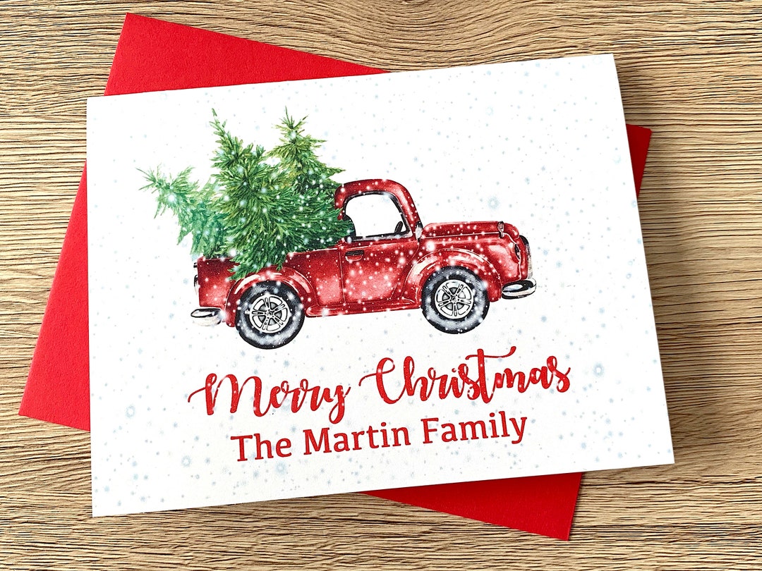Personalized Christmas Truck and Tree Cards - Vintage Studebaker Truck ...