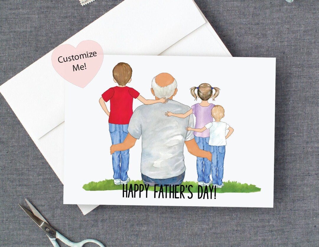 Father's Day Card for Grandpa From Grandkids | 3 Kids | Keepsake for ...