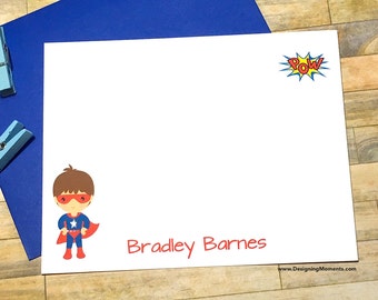 Personalized Twin Super Hero Stationery Boy Girl Twins | Etsy