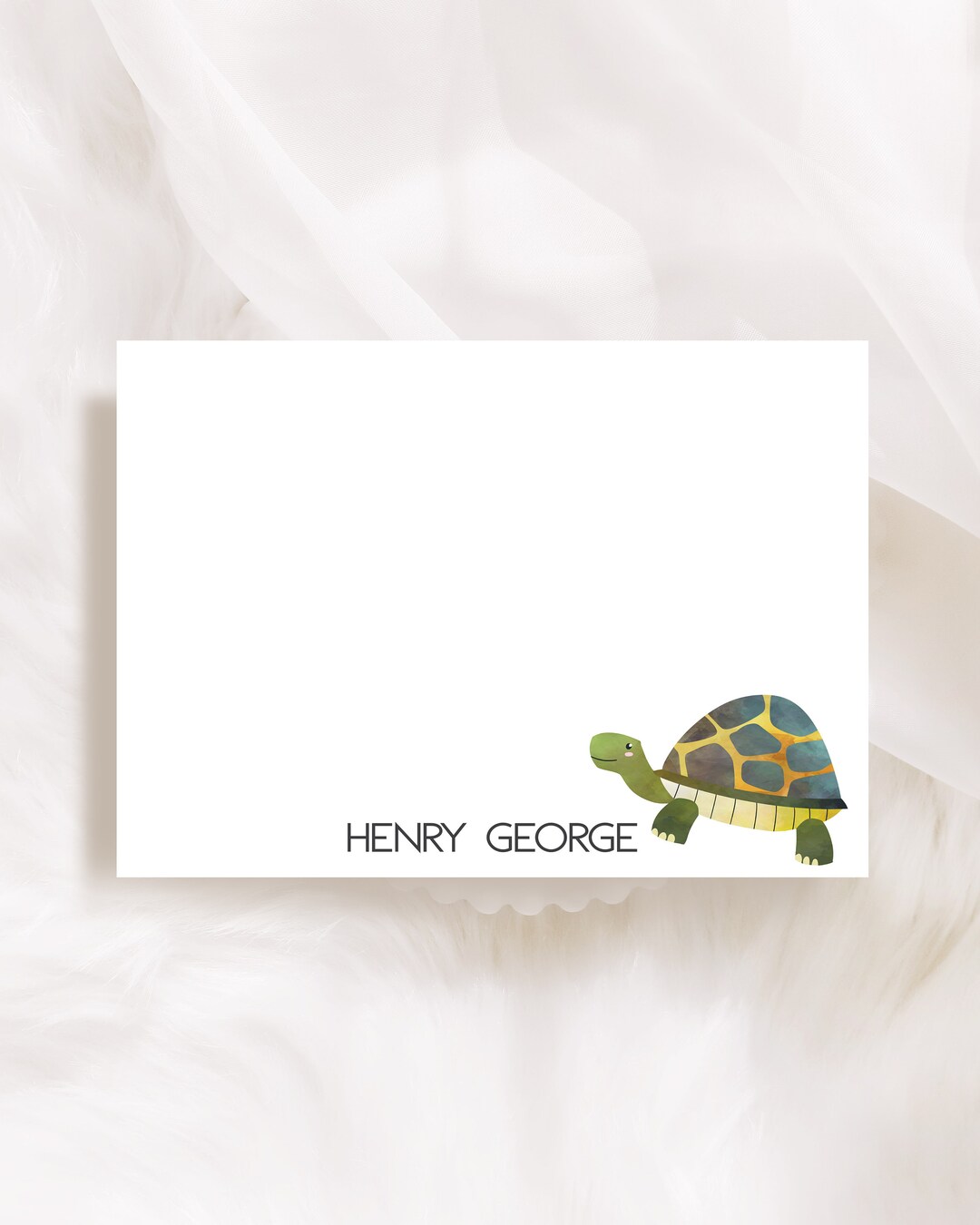 Set of 10 Personalized Turtle Note Cards for Kids, Chameleon FLAT Cards ...