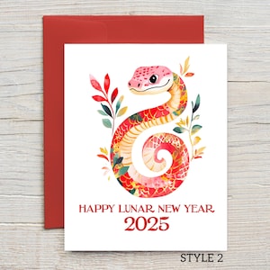 Year of the Snake Card, Cute Chinese New Year, Lunar New Year, Chinese ...
