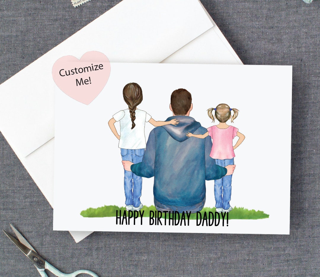 Dad Birthday Card | Dad Birthday From Kids | Dad and 2 Kids Child and ...