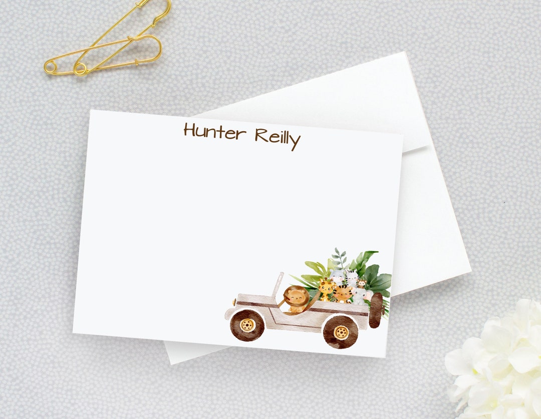 Personalized Cards for Kids, Note Cards for Thank You, Jungle Safari ...