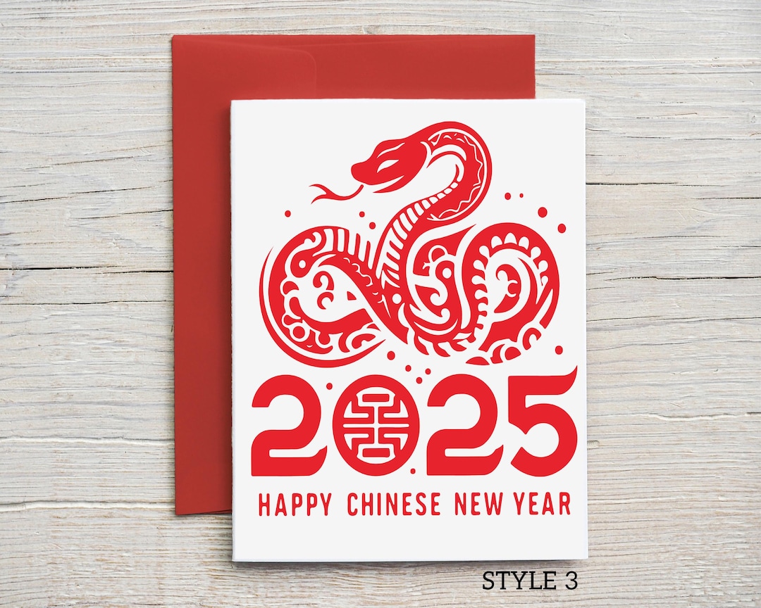 Year of the Snake Card, Cute Chinese New Year, Lunar New Year, Chinese ...