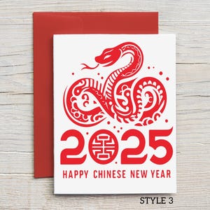 Year of the Snake Card, Cute Chinese New Year, Lunar New Year, Chinese ...