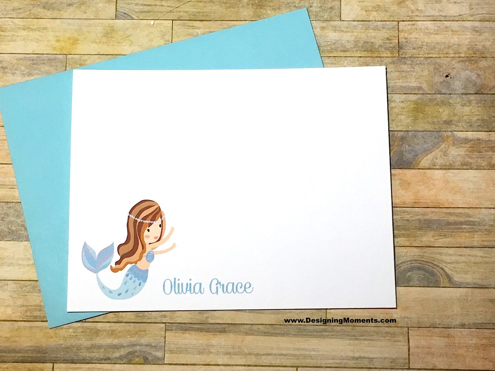 Mermaid Note Cards Custom Mermaid Stationery Girls | Etsy
