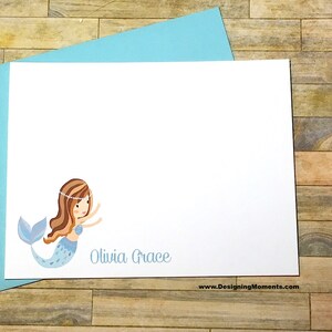 Mermaid Note Cards Custom Mermaid Stationery Girls | Etsy