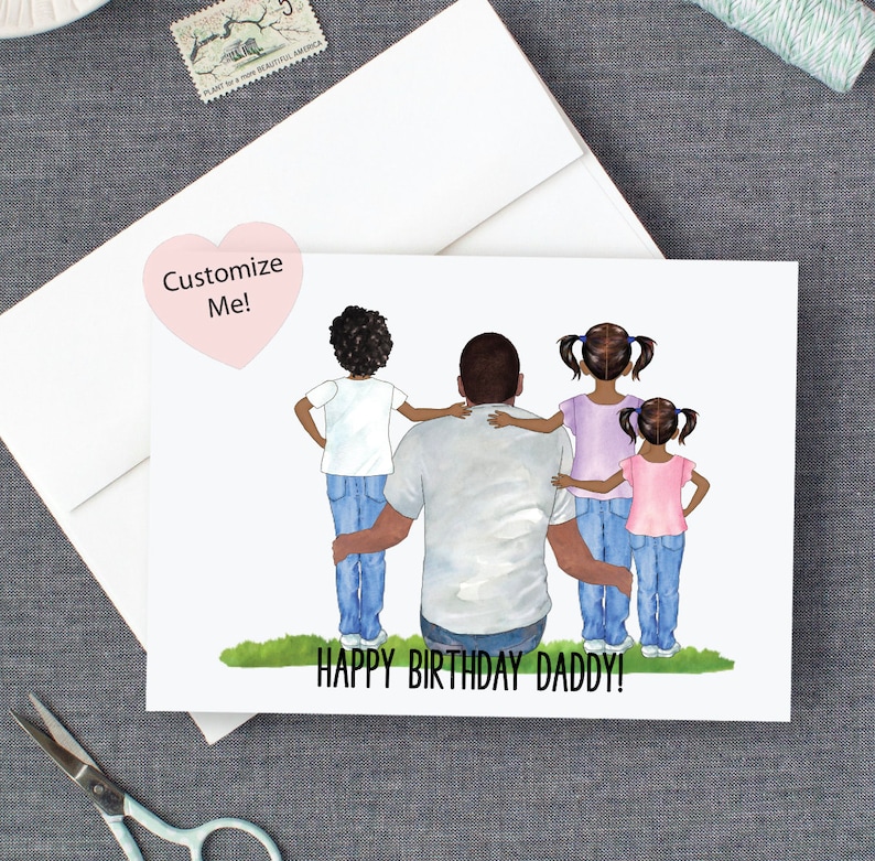 Birthday Card for Dad | Happy Birthday From Kids Card | Dad and 3 Kids ...
