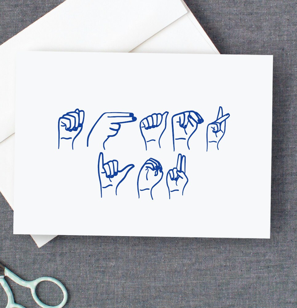 American Sign Language Thank You Cards | Blue ASL Cards | Fold Over ...