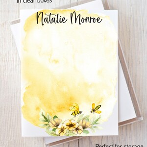 Personalized Stationery for Her, Bees and Honey Note Cards, Flat Cards ...