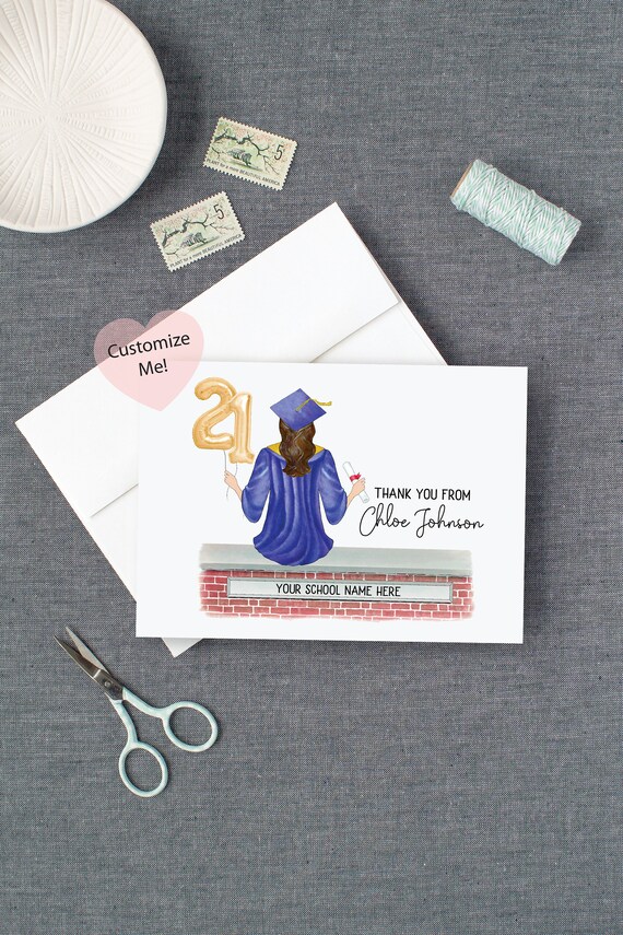 Custom Graduation Thank You Cards High School College | Etsy