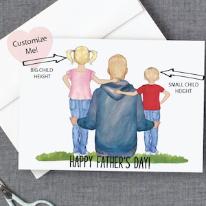 Father's Day Card | Happy Fathers Day Card | Dad and 2 Kids Child and ...