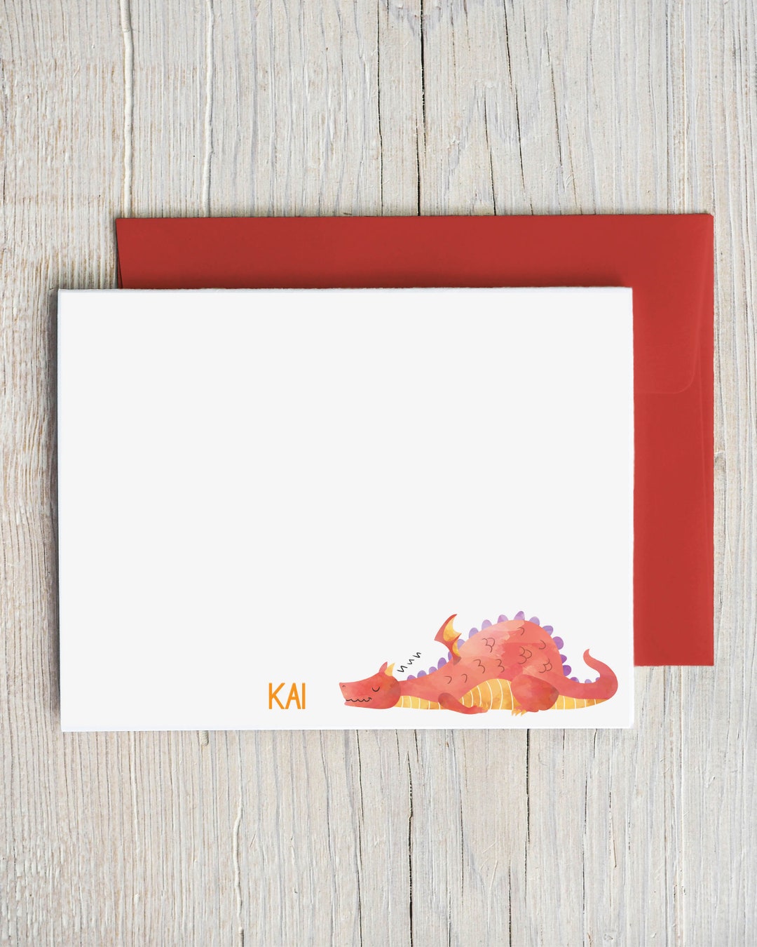 Personalized Sleepy Dragon Stationery | Fire Breathing Dragon Note ...
