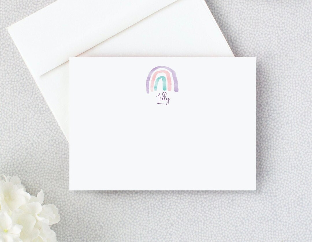 Kids Personalized Note Cards | Custom Cards for Kids | Rainbow Note ...