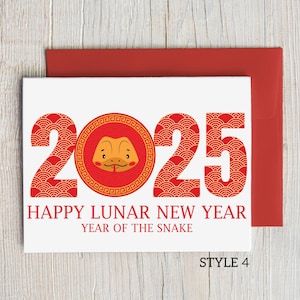 Year of the Snake Card, Cute Chinese New Year, Lunar New Year, Chinese ...