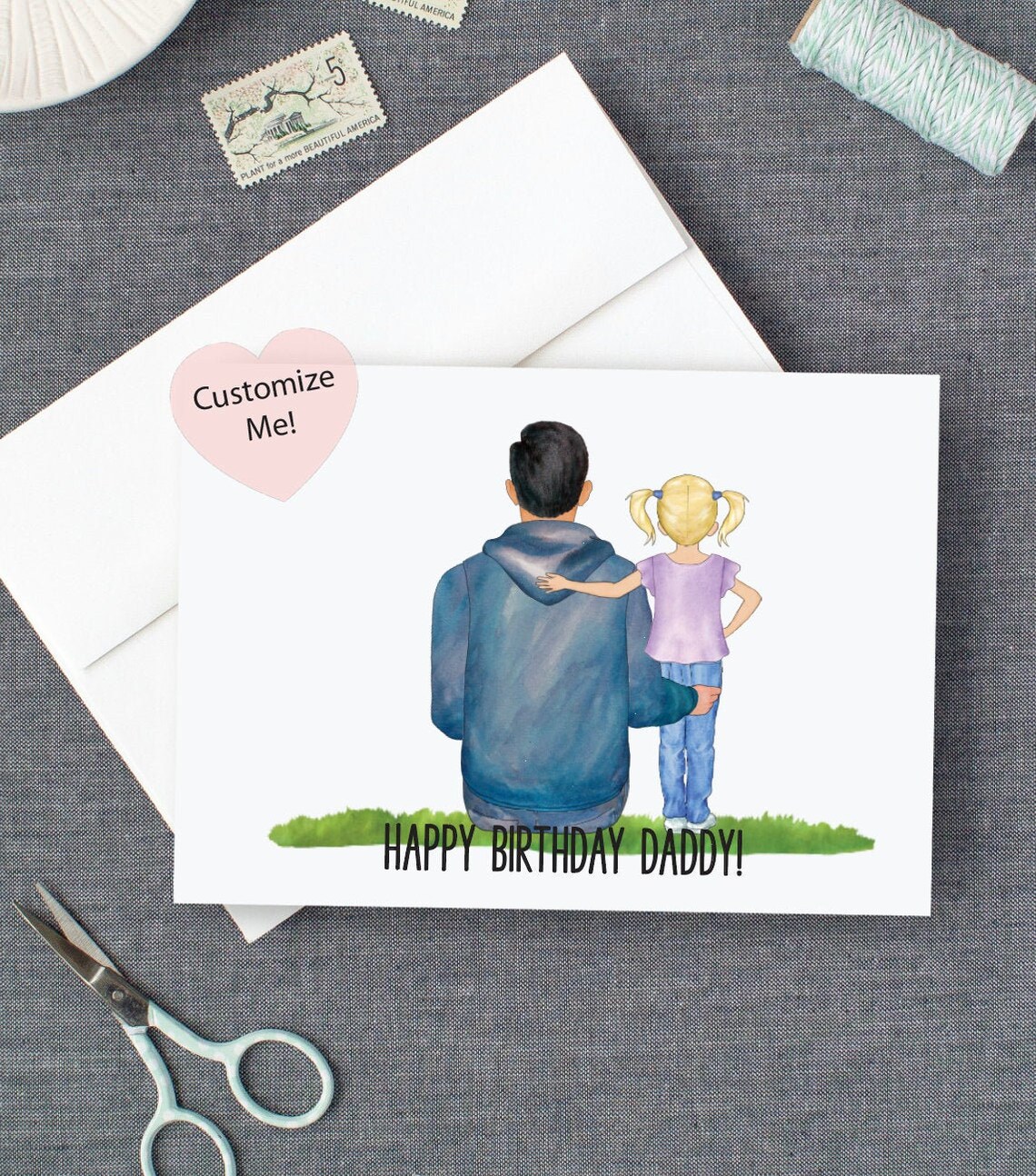 Daddy Birthday Card | Custom Birthday Card for Dad | Dad and Child ...
