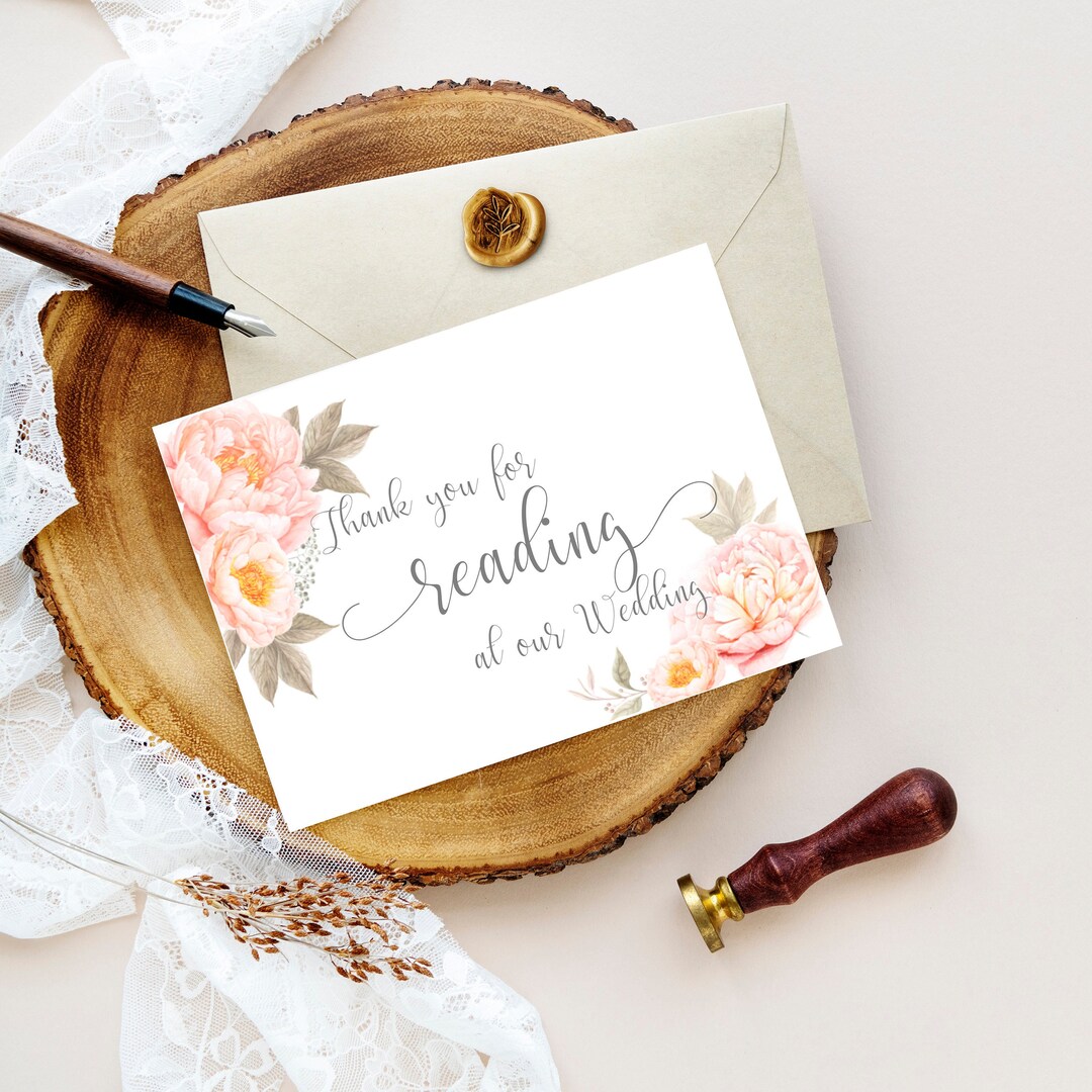 Wedding Reader Card - Gift for Reading at Our Wedding - Thank You for ...