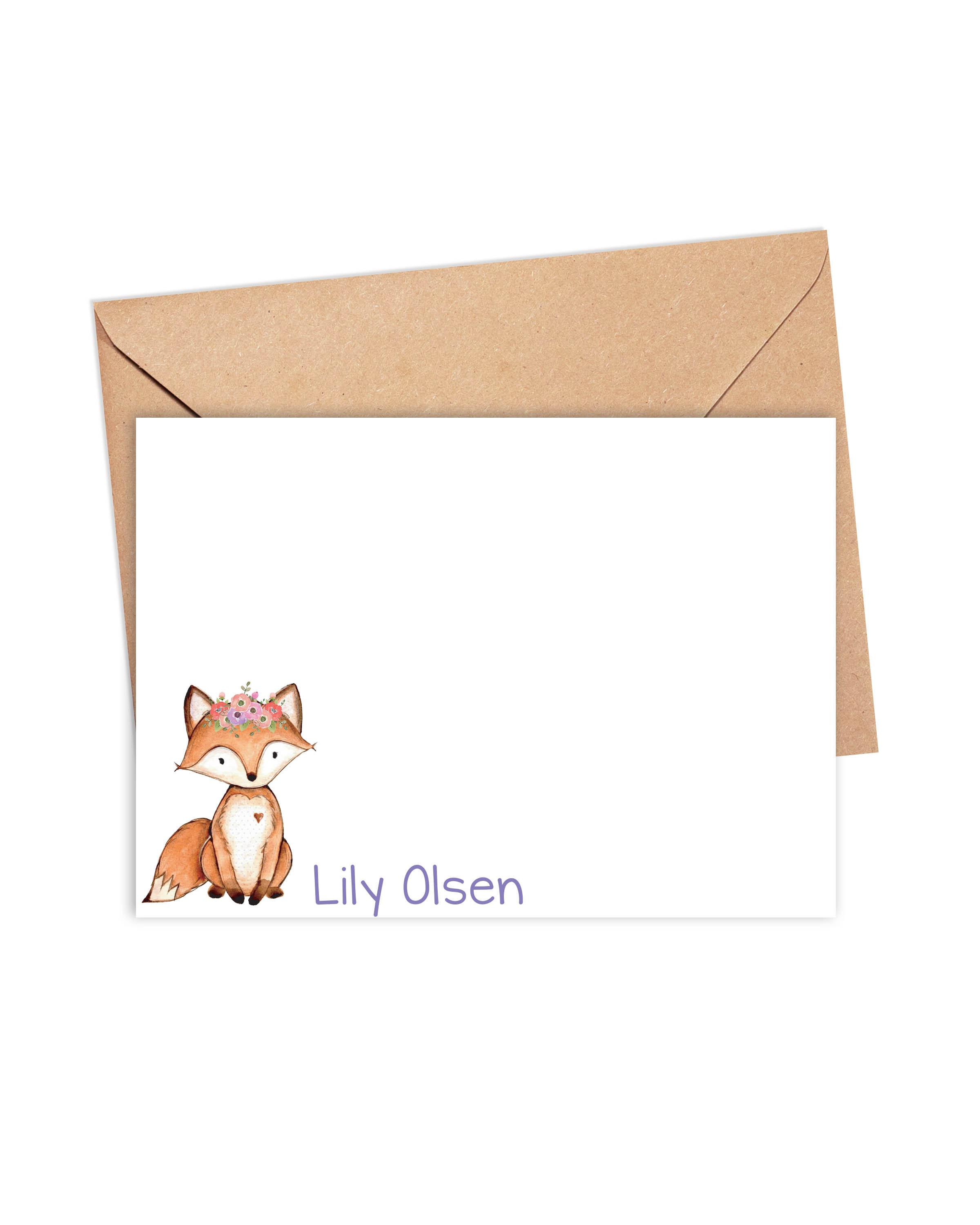 Woodlands Fox Stationery - Personalized Note Cards - Baby Shower Thank ...