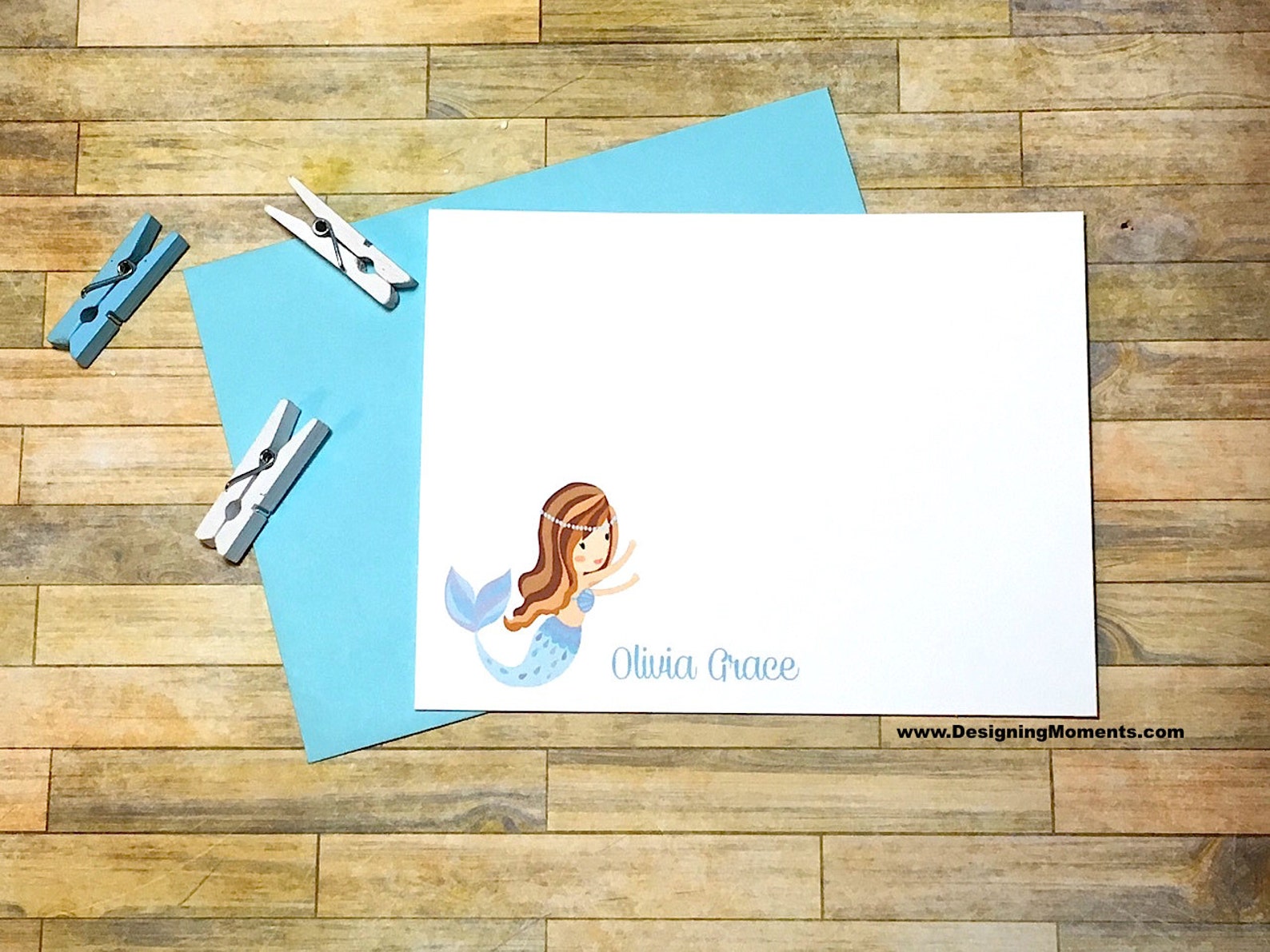 Mermaid Note Cards Custom Mermaid Stationery Girls | Etsy