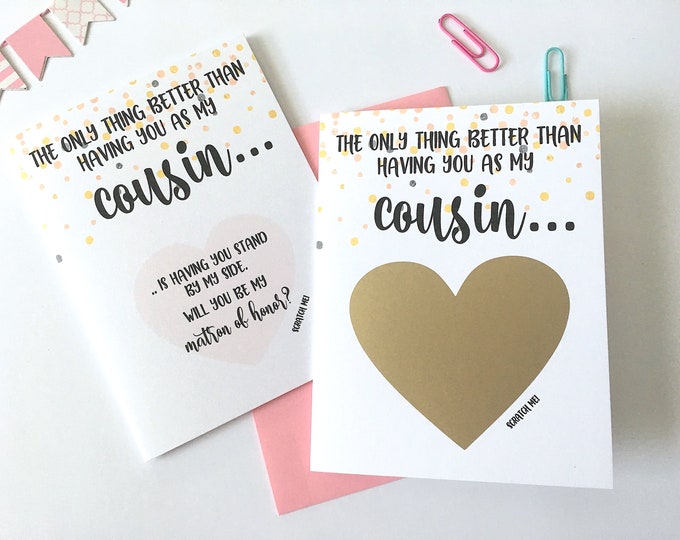 Junior Bridesmaid Proposal for Cousin Scratch off Card the - Etsy