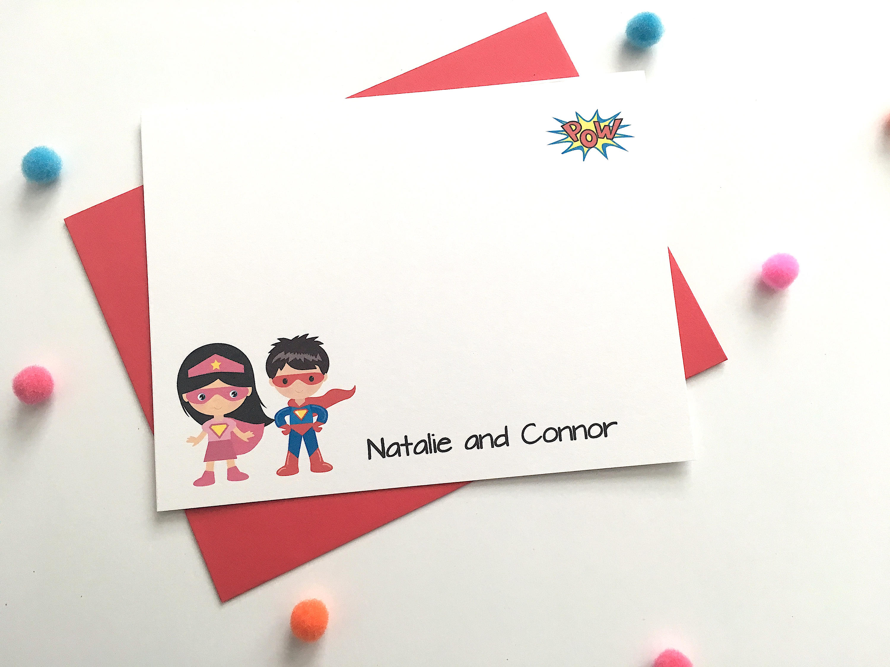 Personalized Twin Super Hero Stationery Boy Girl Twins | Etsy