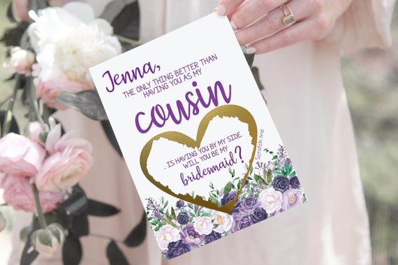 Will You Be My Bridesmaid Proposal for Cousin Scratch off Card | Etsy