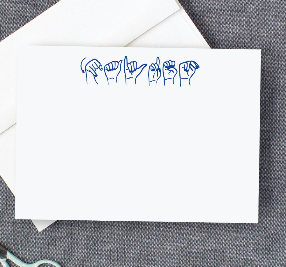 American Sign Language Personalized Stationery Set Custom | Etsy