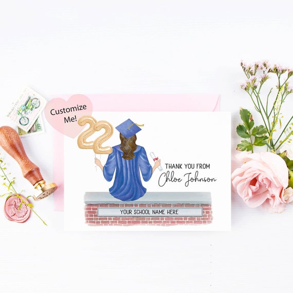Custom Graduation Thank You Cards High School College - Etsy