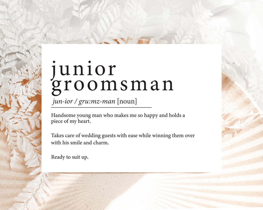 Junior Groomsman Definition Card, Definition of Groomsman Best Man Maid ...