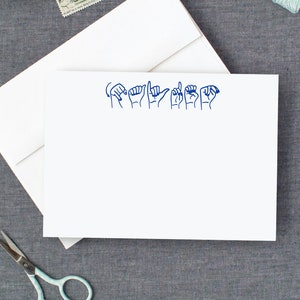 American Sign Language Personalized Stationery Set | Custom Flat Cards ...