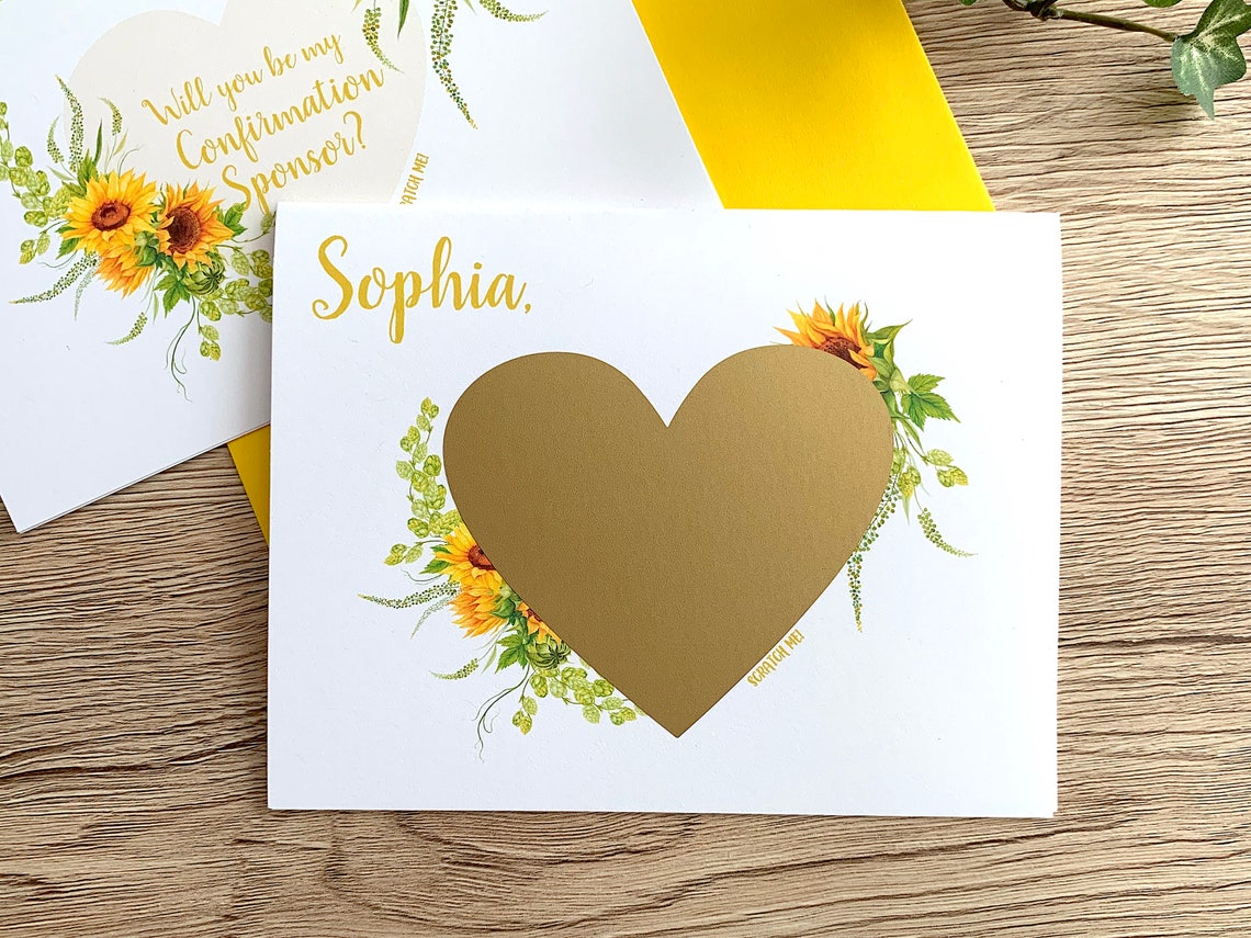 Personalized Confirmation Sponsor Proposal Scratch off Card - Sunflower ...