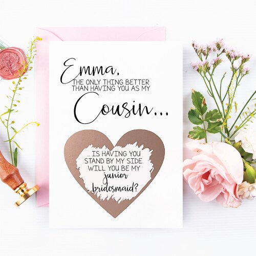 Junior Bridesmaid Proposal for Cousin Scratch off Card the - Etsy