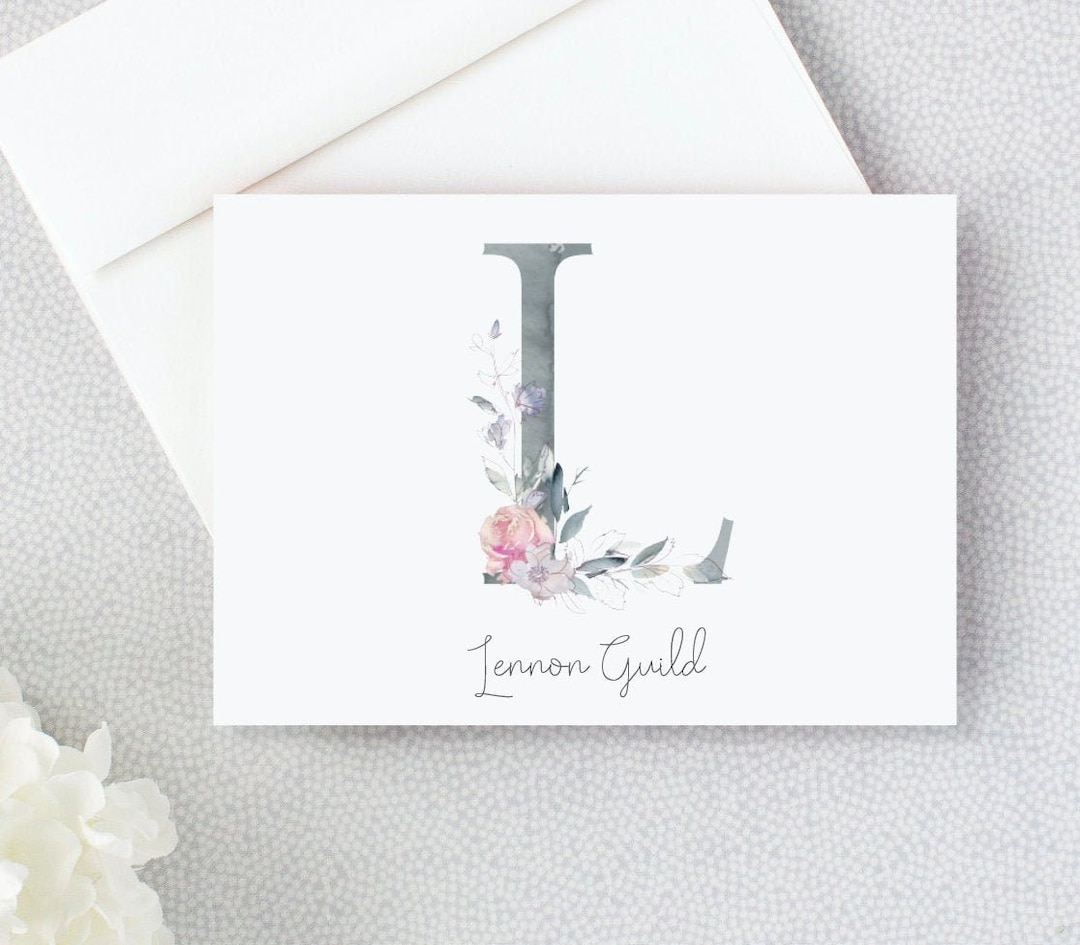 Personalized Monogram Stationery | Initial Name Note Card Set ...
