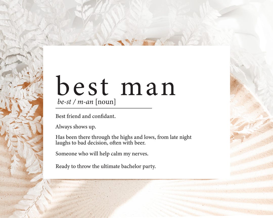 Best Man Definition Card, Definition of Bridesman Groomsman Card, Card ...