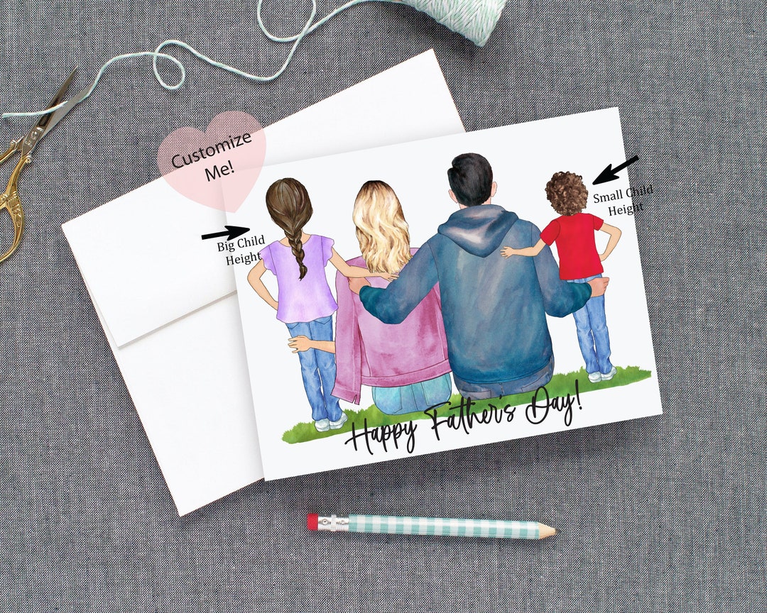 Father's Day Card | Happy Fathers Day Card | Mom Dad and 2 Kids Child ...