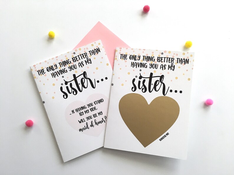 Maid of Honor Proposal for Sister Scratch Off Card only | Etsy