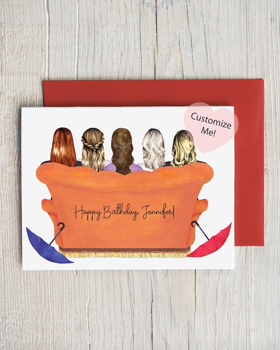 5 Friends on Couch Birthday Card Custom Mom and Daughters on | Etsy