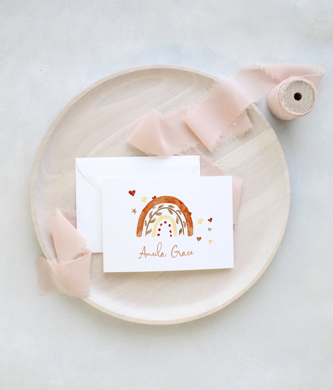 Personalized Cards for Kids, Rainbow Note Cards for Thank You, Boho ...