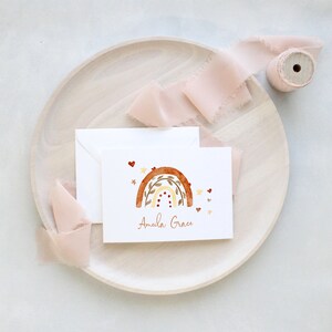 Personalized Cards for Kids, Rainbow Note Cards for Thank You, Boho ...