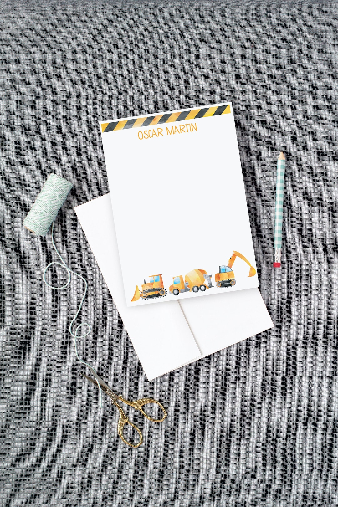 Boys Construction Note Cards, Thank You for Birthday, Excavator Cement ...