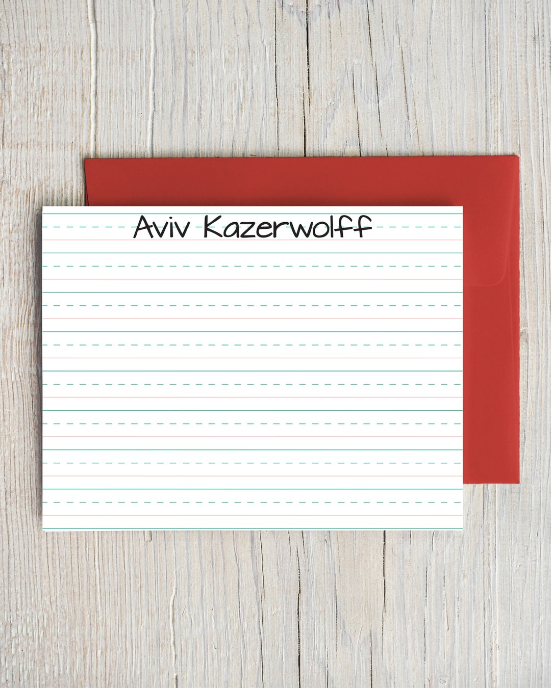 Kids Personalized Note Cards - Lined Paper Note Cards for Children ...