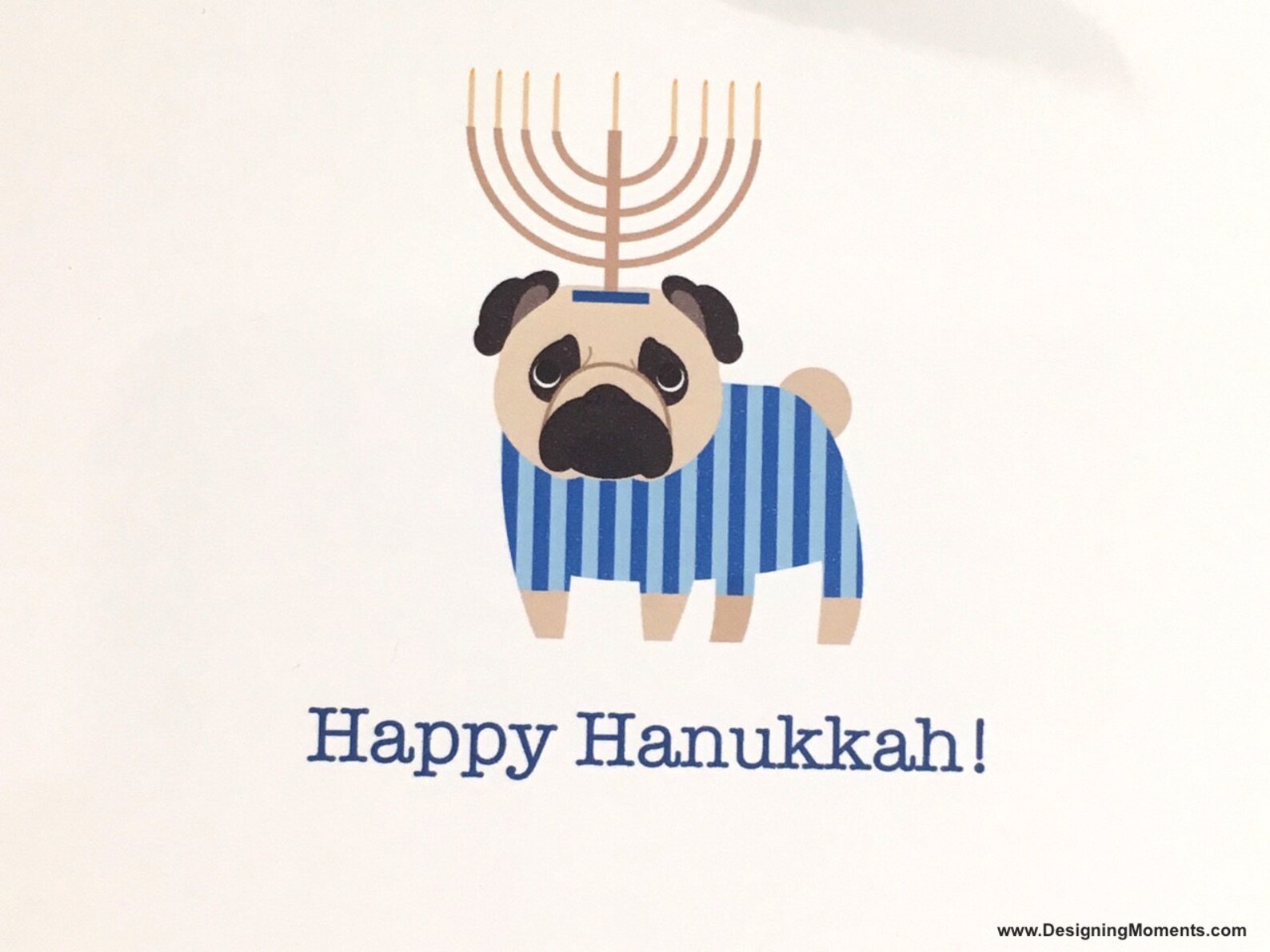 Pug Hanukkah Cards - Jewish Holiday Pug Menorah Note Cards - Happy ...