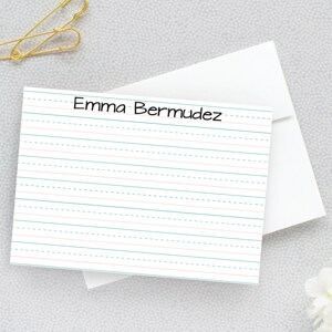 Kids Personalized Note Cards - Lined Paper Cards for Children ...
